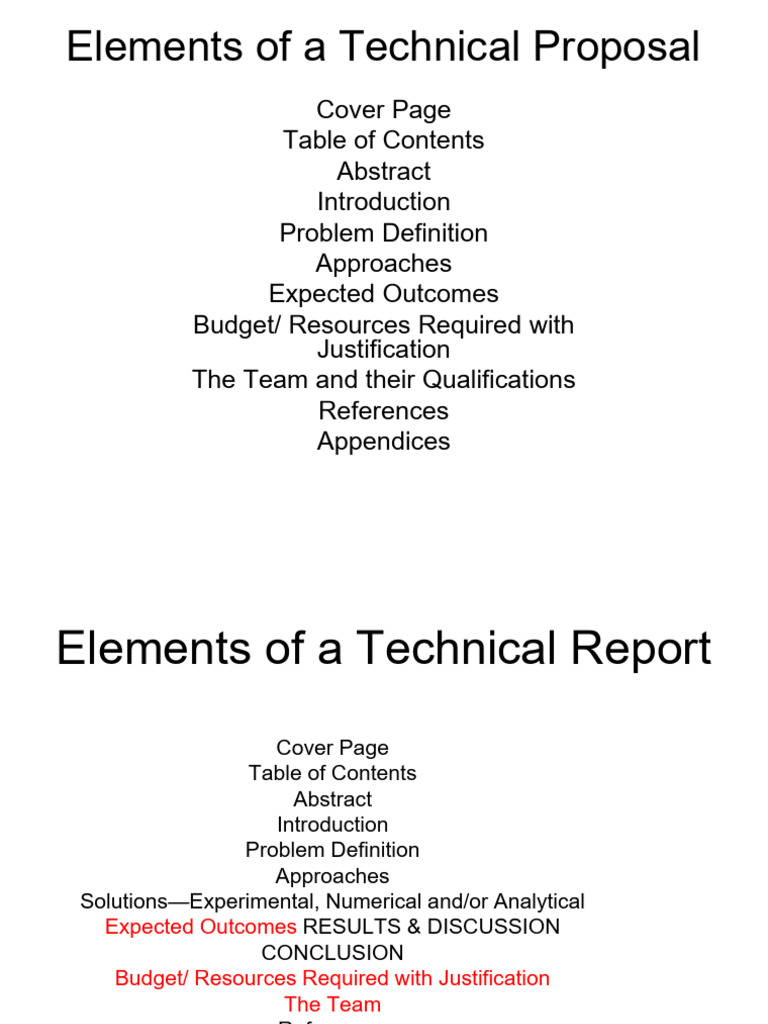 Elements of A Technical Proposal - Report - Project Management-1 | PDF ...