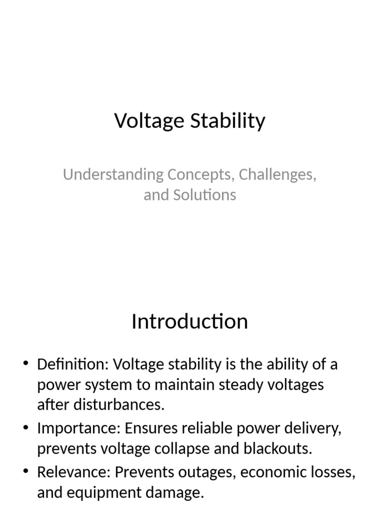 Voltage Stability Solutions Overview | PDF | Electric Power ...