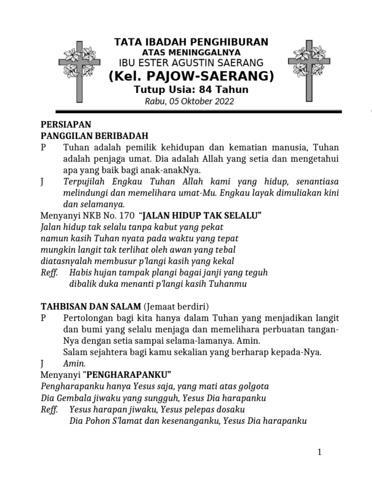 Tata Ibadah Penghiburan | PDF