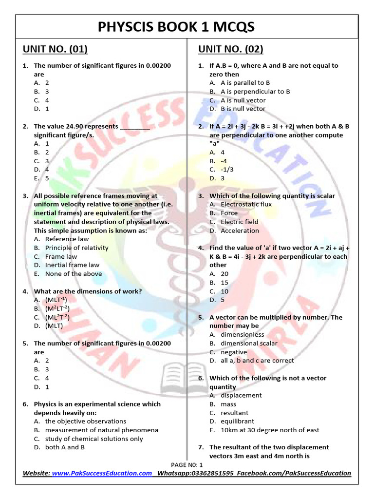 XI & XII PHYSICS COMPLETE MCQs BY PakSuccess | PDF