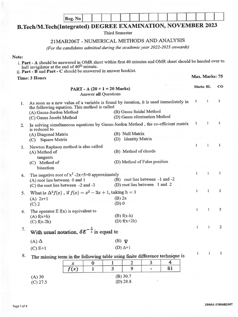 Math Sem QP 3 | PDF