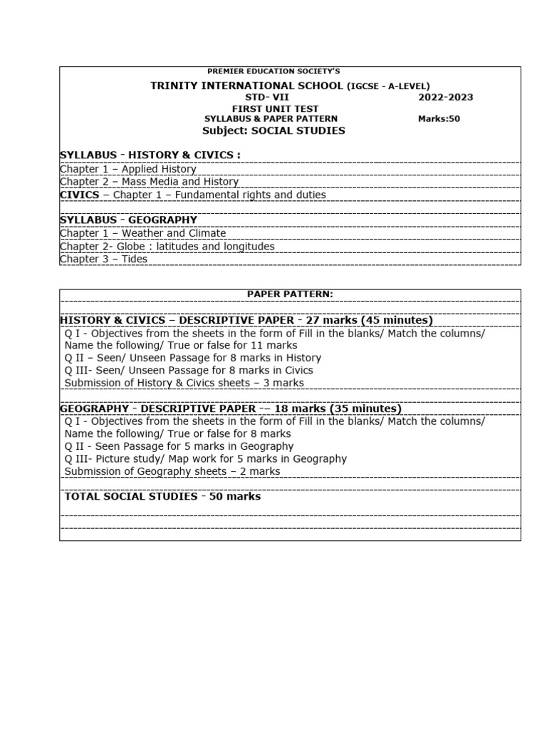 IGCSE A-Level Social Studies Syllabus | PDF