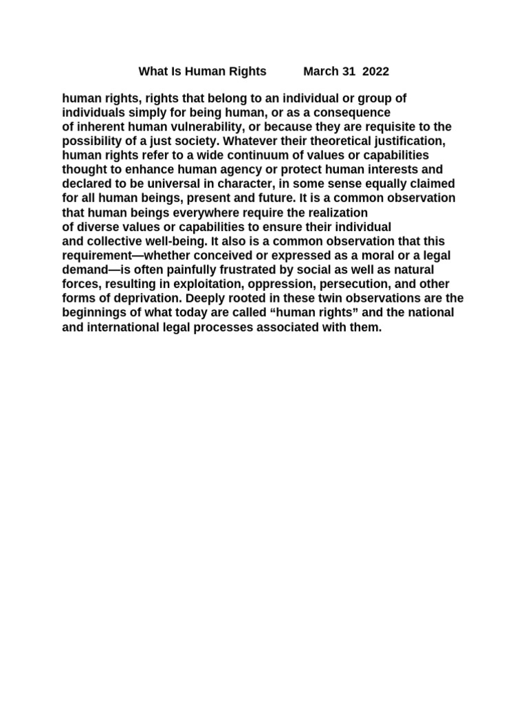 SBA For English What Is Human Rights | PDF