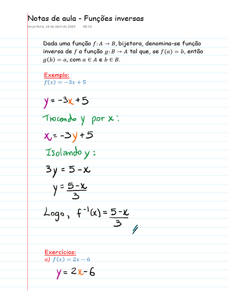 Notas de Aula - Funções Inversas | PDF