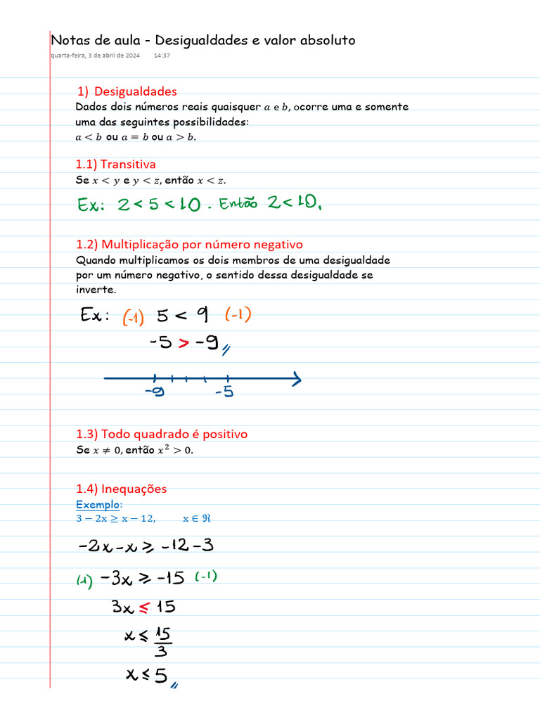 Desigualdades e Valor Absoluto: Conceitos e Exercícios | PDF
