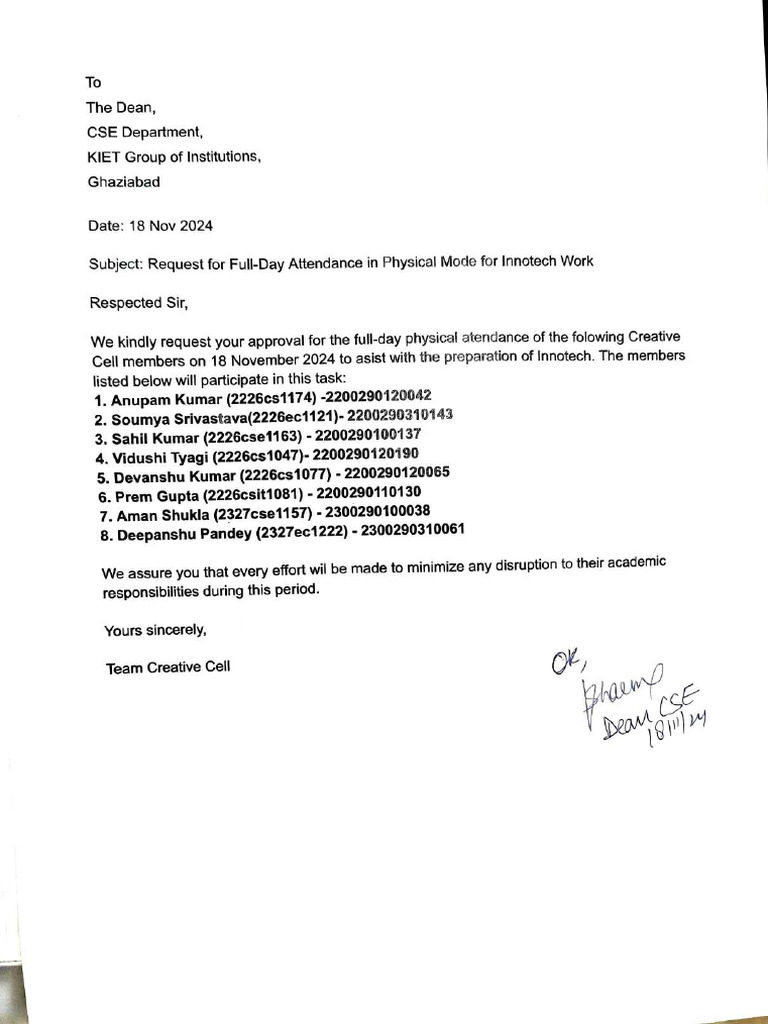 Request for Full-Day Attendance Approval | PDF