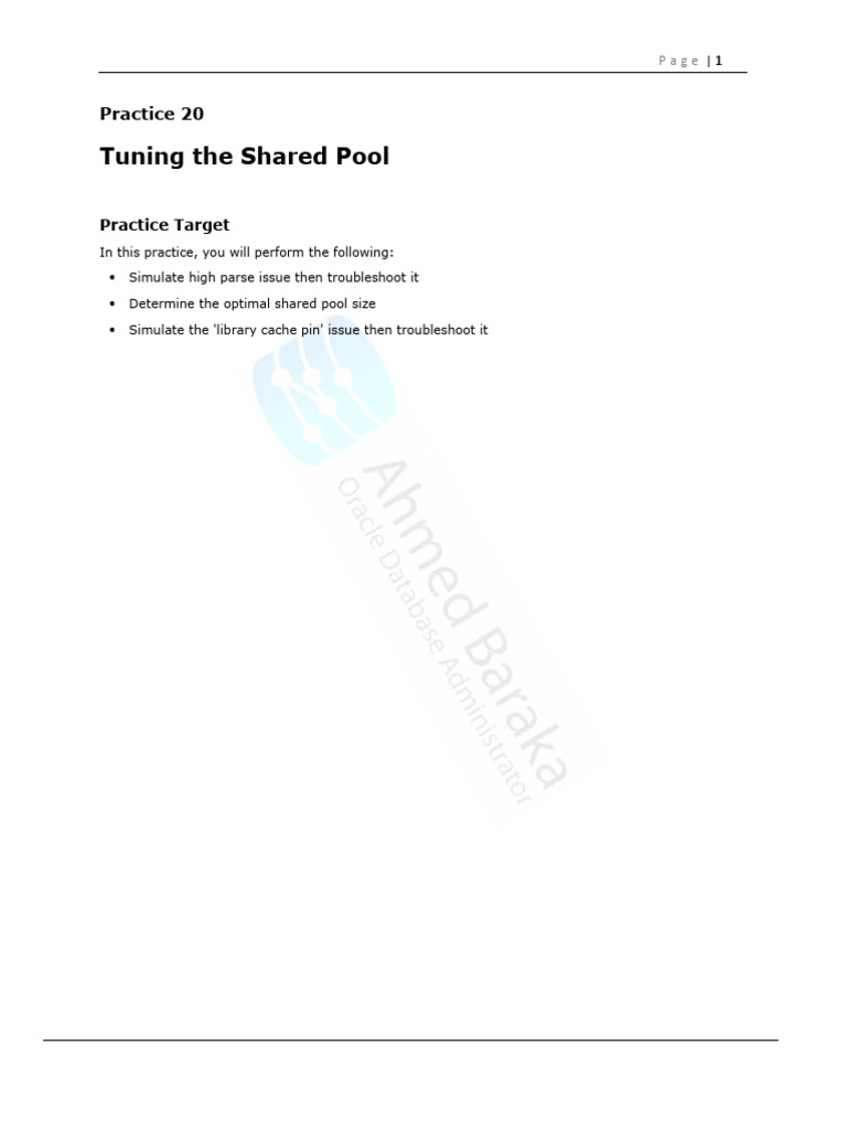 Practice+20+-+Tuning+the+Shared+Pool | PDF | Databases | Sql