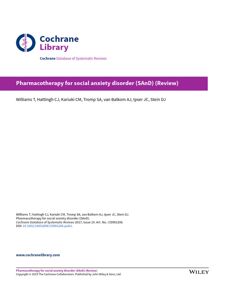 Cochrane | PDF | Selective Serotonin Reuptake Inhibitor | Antidepressant