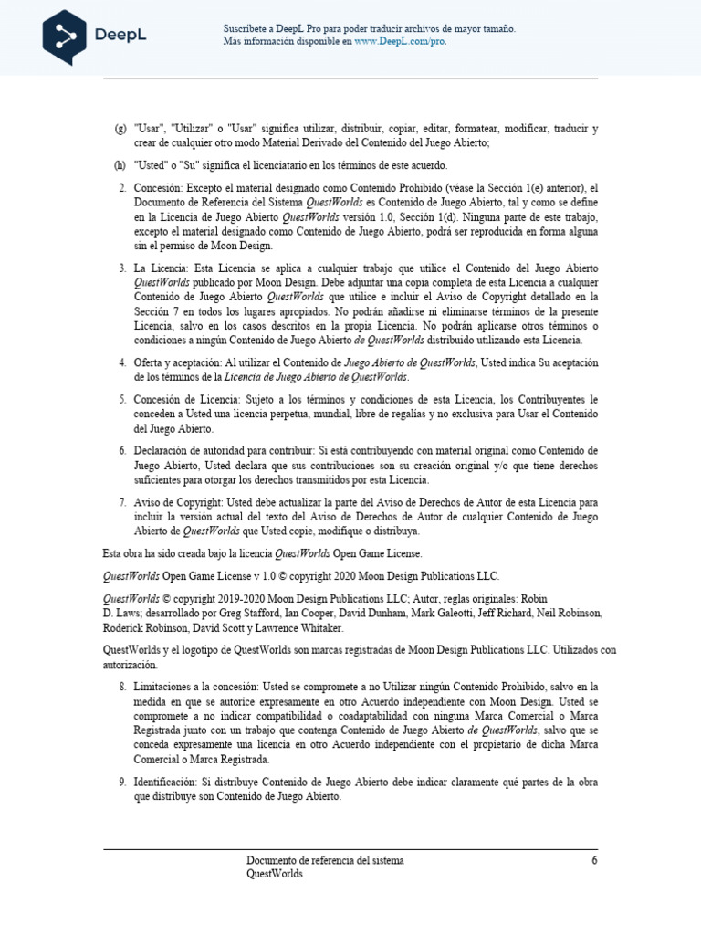 QuestWorlds SRD-2 es | PDF | Juegos de mesa | Juegos de rol