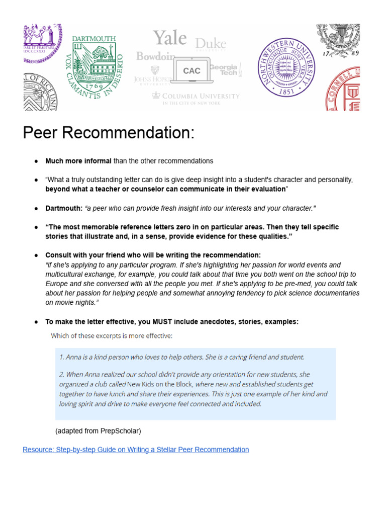 9.Tips for Peer Recommendations | PDF
