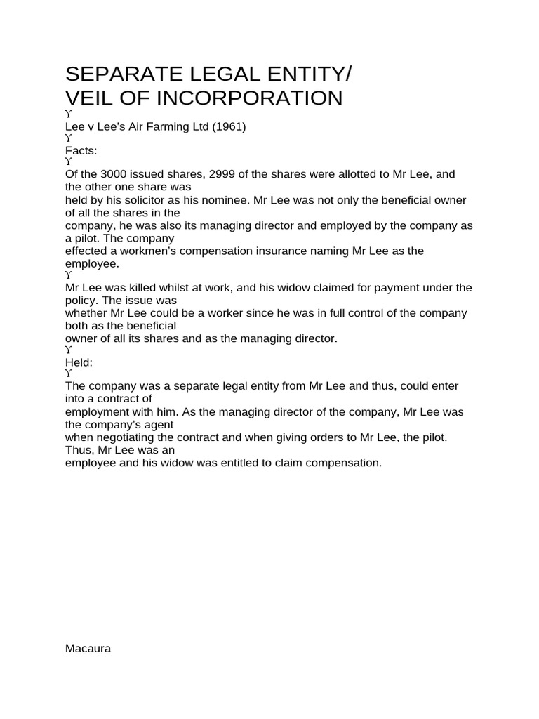 Separate Legal Entity | PDF