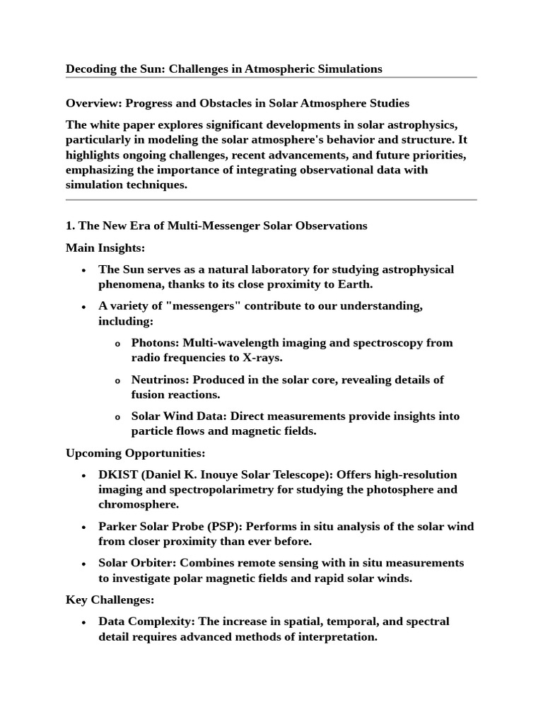 Decoding The Sun Challenges in Atmospheric Simulations | PDF | Sun ...