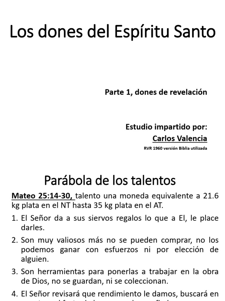 Los Dones Del ES p1 Carlos Valencia | PDF | Jesús | Evangelio de Mateo