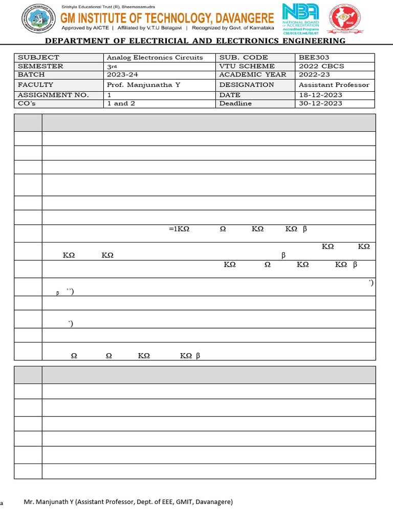 Aec - Module 1 & 2 - Assignment 1 | PDF | Amplifier | Electronic Circuits