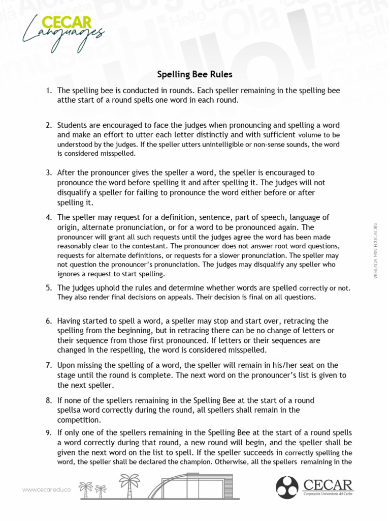 Spelling Bee Rules 2024 2 | PDF | Spelling | Linguistics