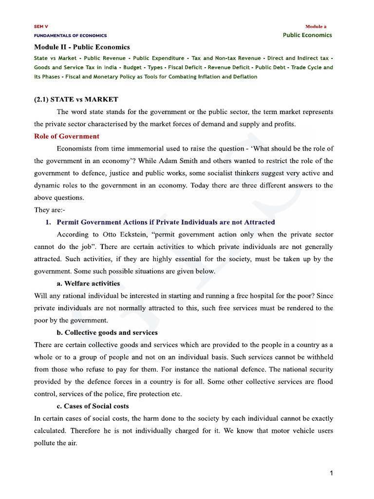 Fundamentals of Economics - OC - Mod II | PDF