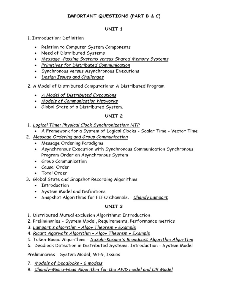 Dc Important Questions b & c | PDF | Distributed Computing | Cloud Computing