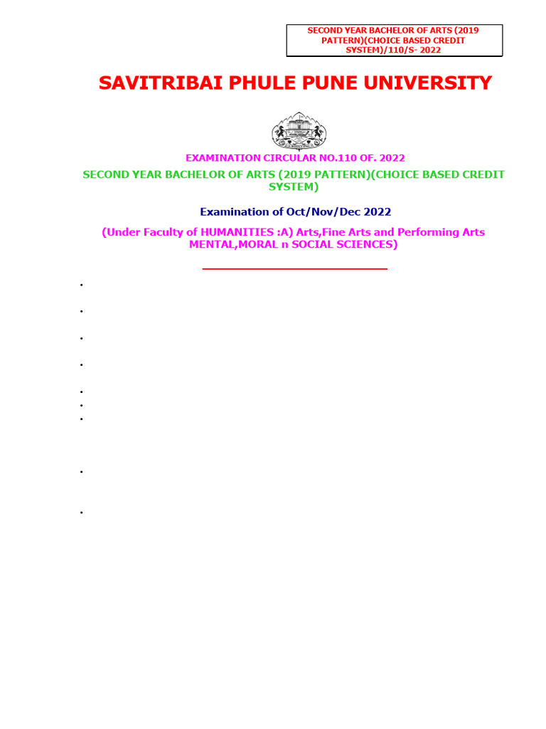 S.Y.B.a.time Table of Bachelor of Arts (Patt. 2019) | PDF