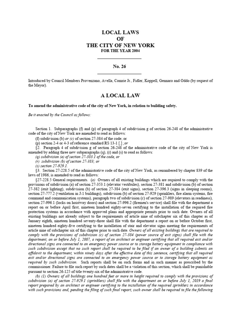 Local Law 26 | PDF | Stairs | Pipe (Fluid Conveyance)