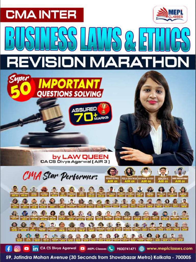 CMA Inter Business Law Question Paper | PDF | Employment | Negotiable ...
