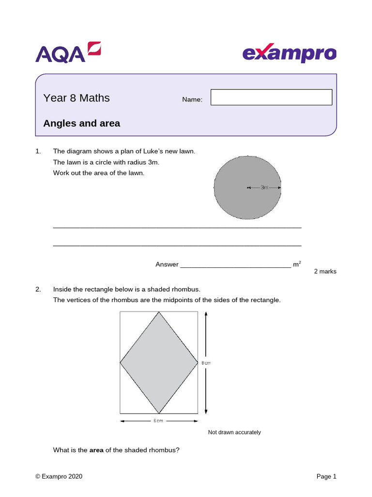 Y8_maths_Angles_and_area (1) | PDF | Area | Euclidean Geometry