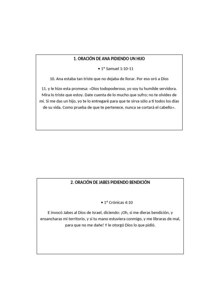 ORACIONES EN LA BIBLIA | PDF | Creencia religiosa y doctrina | Contenido bíblico
