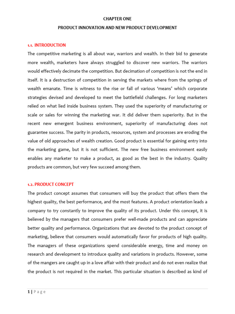 Chapter 1-PRODUCT INNOVATION AND PRODUCT DEVELOPMENT 2023 | PDF ...