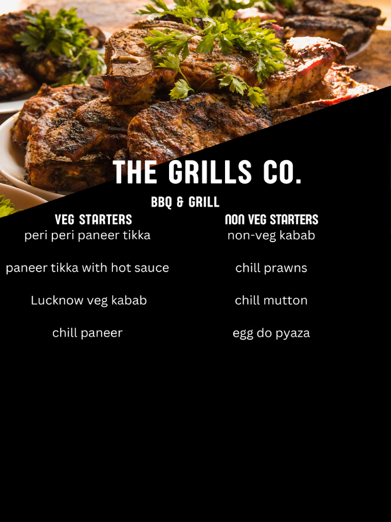 Black and White Simple Minimalist The Grills Menu | PDF
