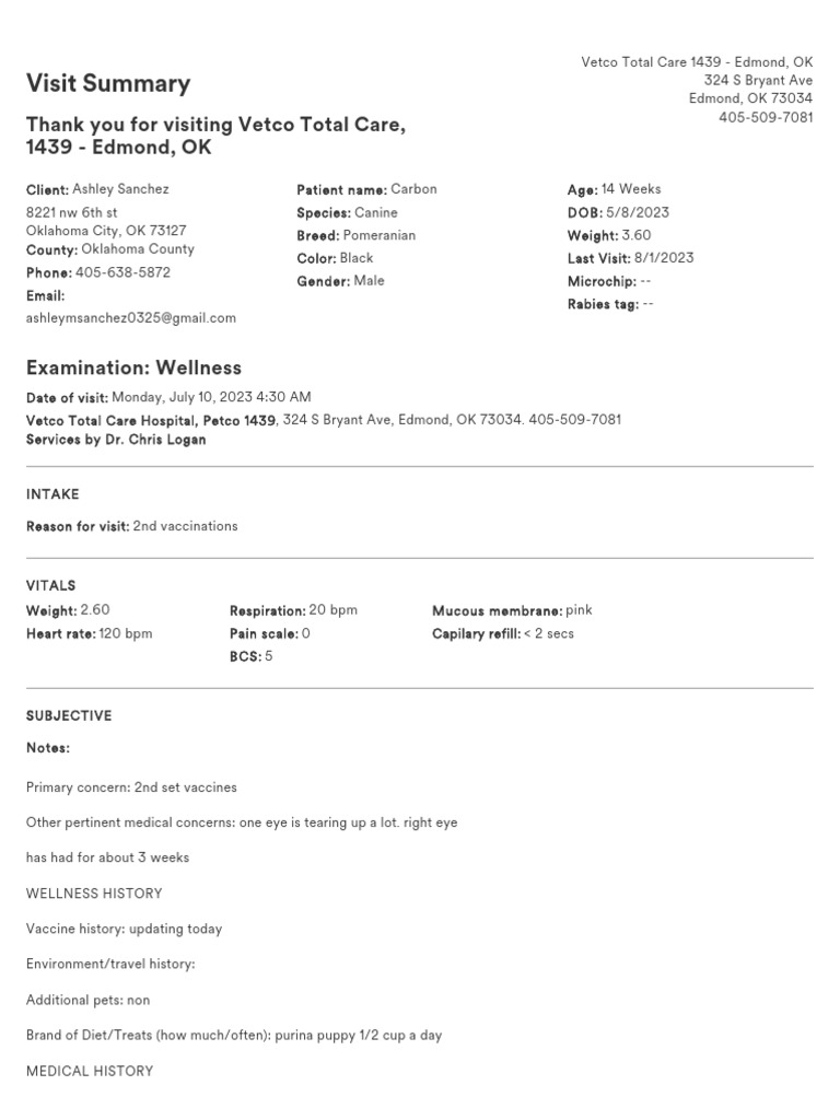 Visit Summary | PDF | Medical Specialties | Health Sciences