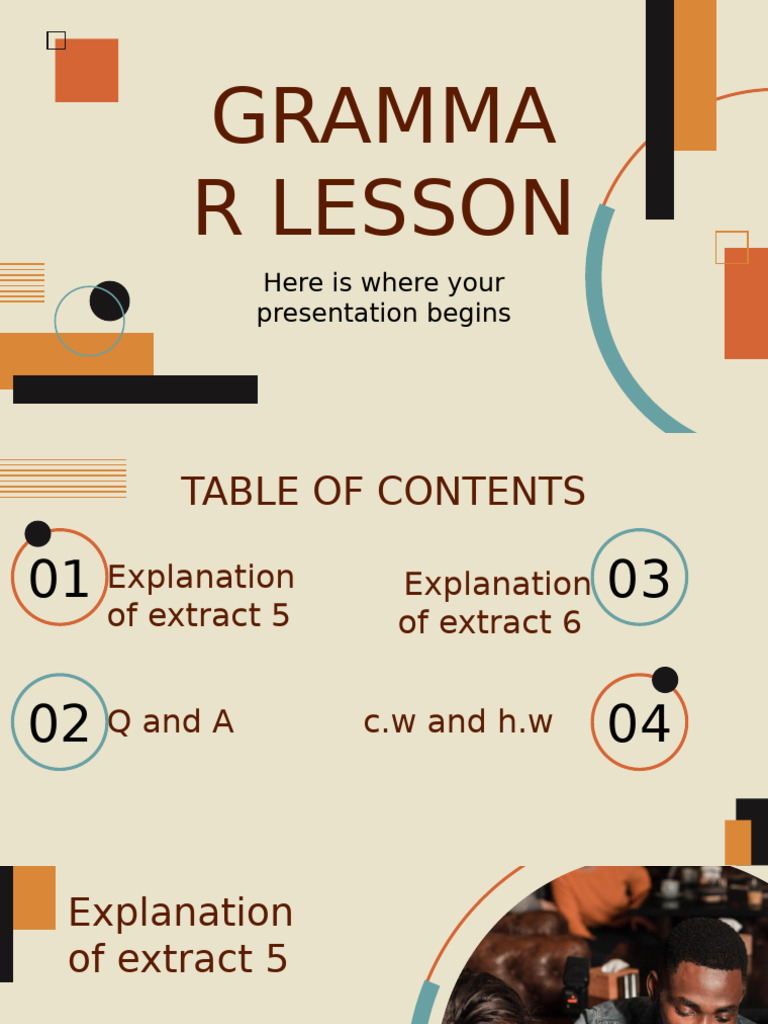 Grammar Lesson XL by Slidesgo | PDF
