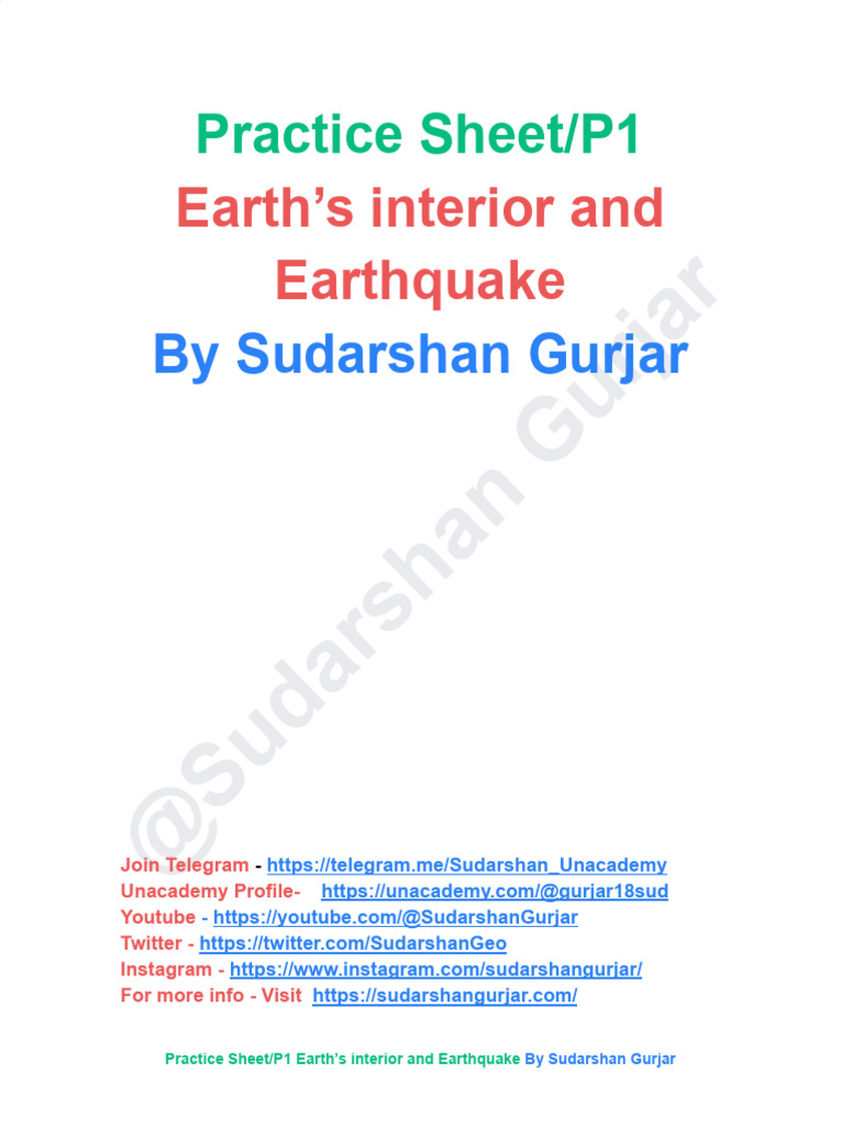 Earthquake & Earth's Interior Quiz | PDF | Waves | Earthquakes
