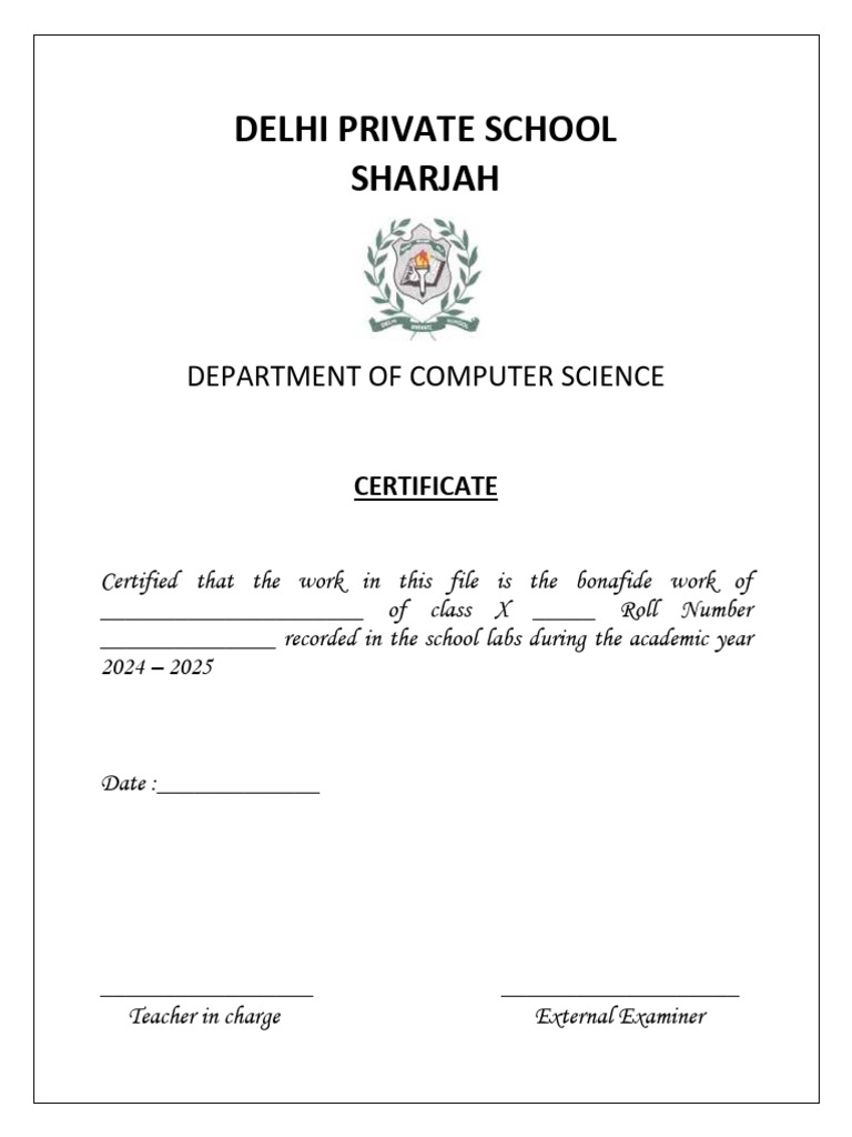 2023-24 - Certificate - File - Gr10 Project | PDF