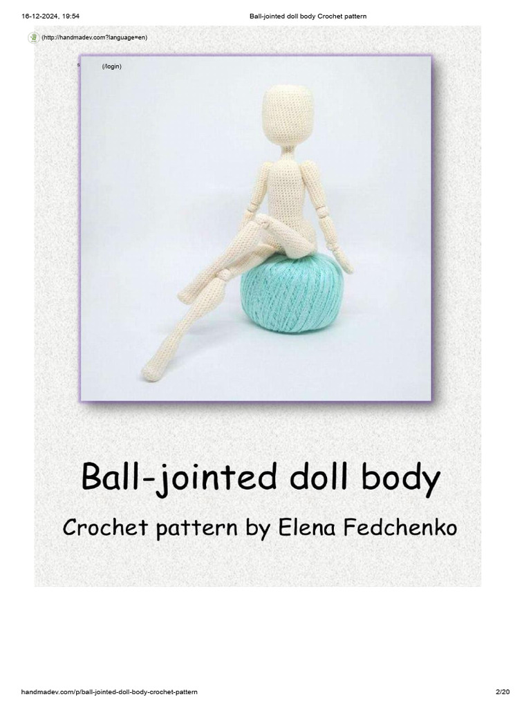 Ball-Jointed Doll Body Crochet Pattern | PDF | Crochet | Figured Fabrics