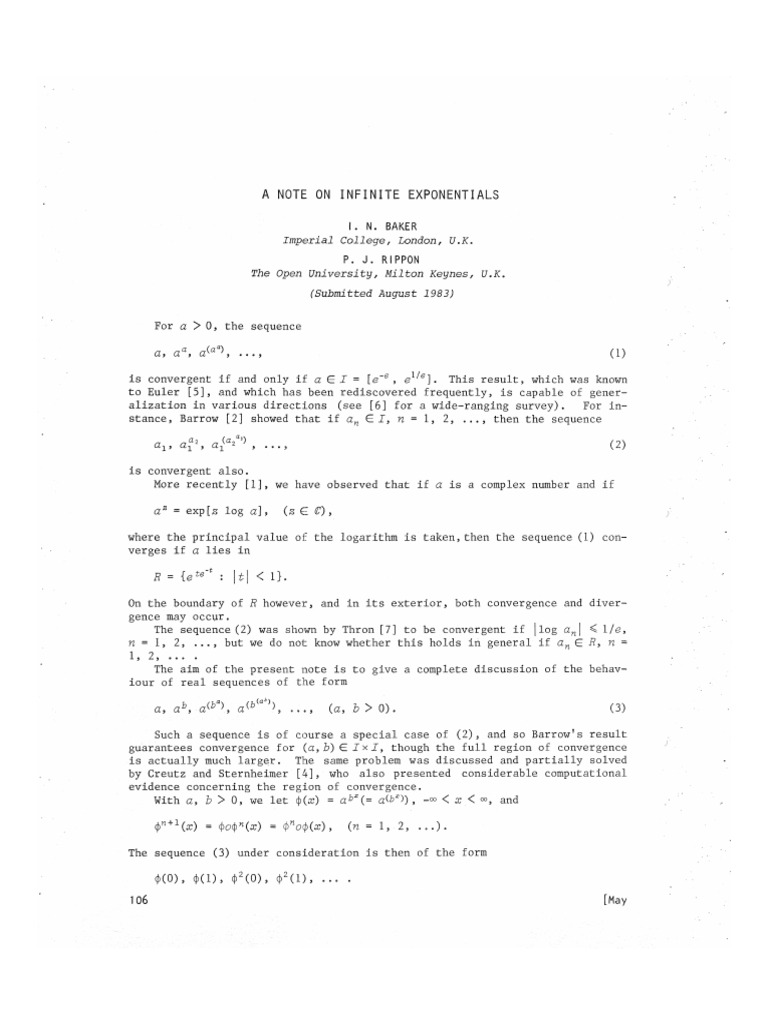 Infinite Exponentials Analysis | PDF | Exponential Function | Sequence
