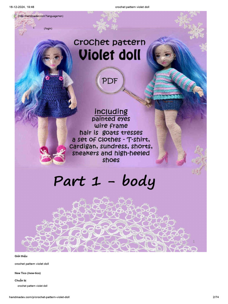 Violet Doll Crochet Pattern Guide | PDF | Crochet | Figured Fabrics