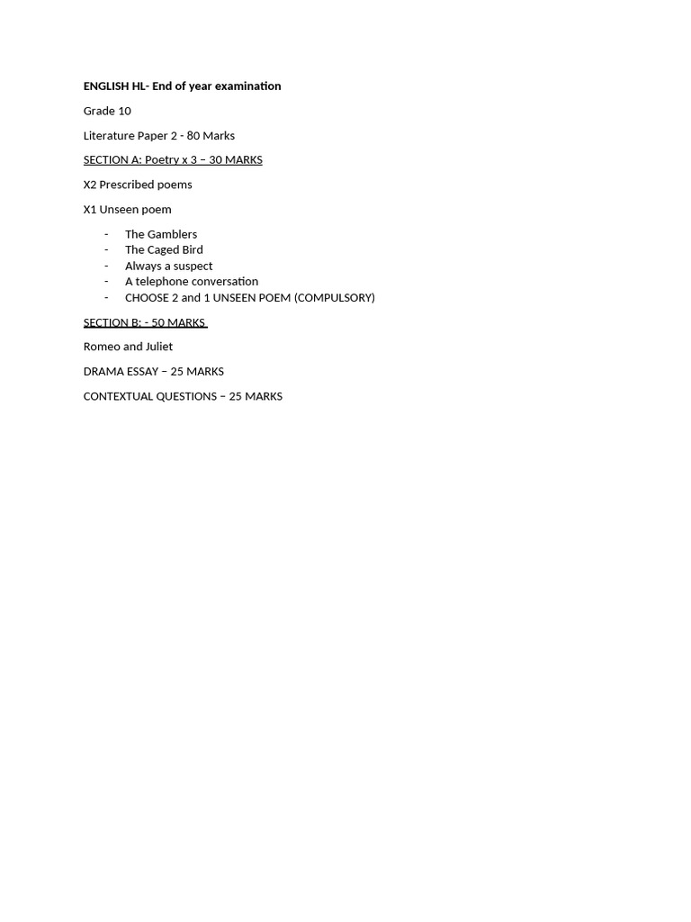 English Hl - p2 Scope | PDF