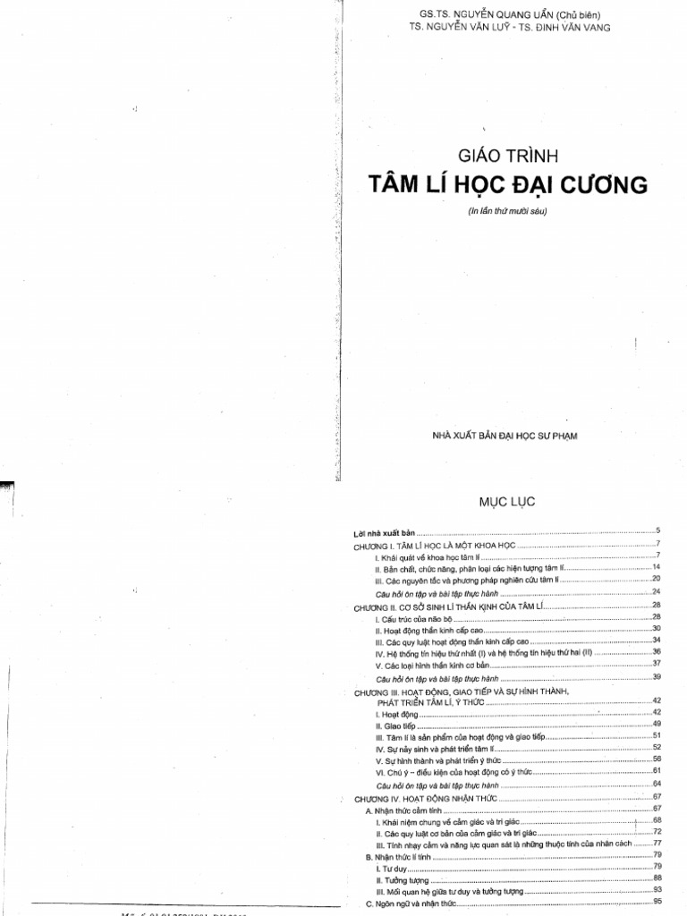 Giao Trinh Tam Ly Hoc Dai Cuong Nguyen Quang Uan | PDF