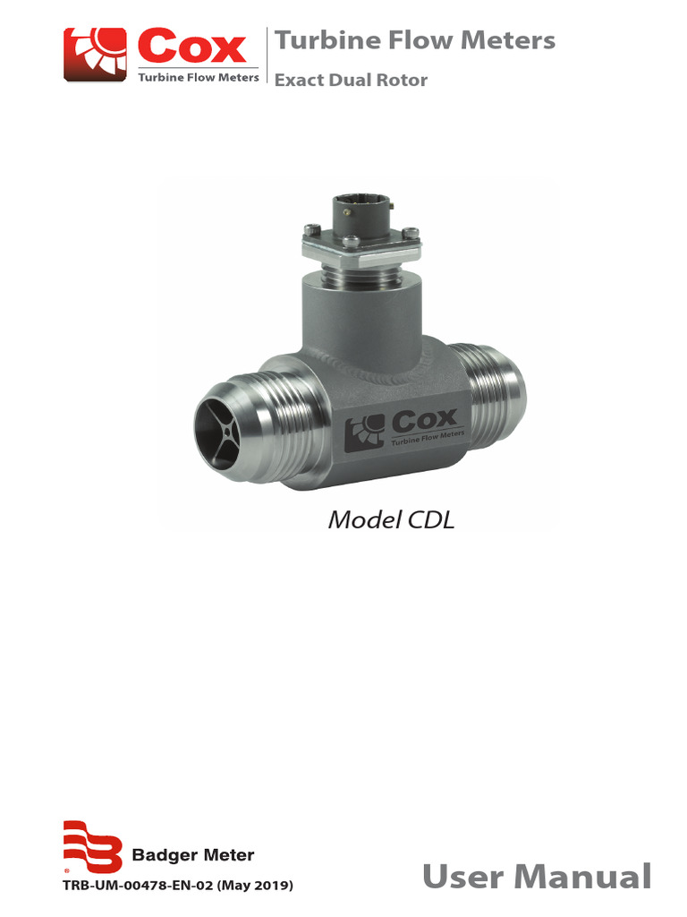 Cox Turbine Flow Meters Exact Dual Rotor User Manual 2 | PDF | Calibration | Flow Measurement