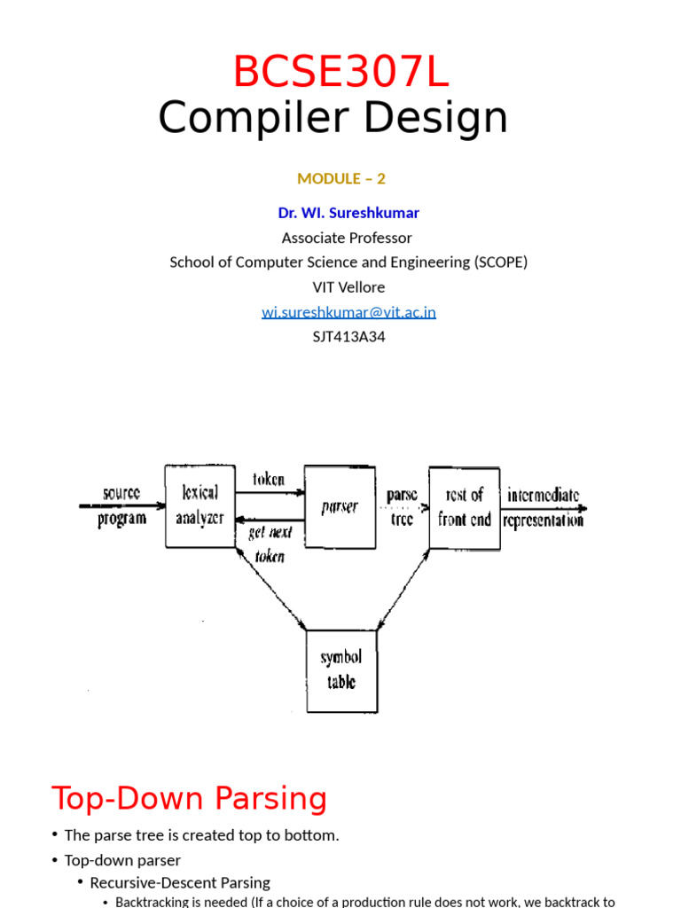 Module 4 - Top Down Parsing | PDF | Parsing | Syntax (Logic)