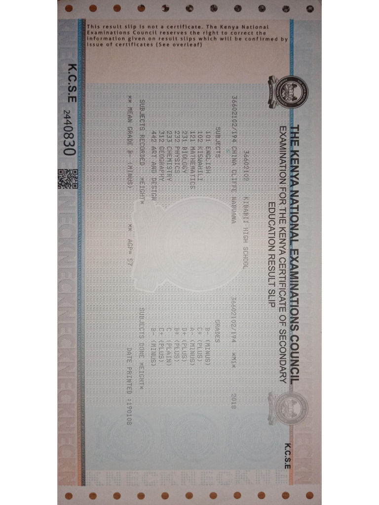 Result Slip Scan | PDF