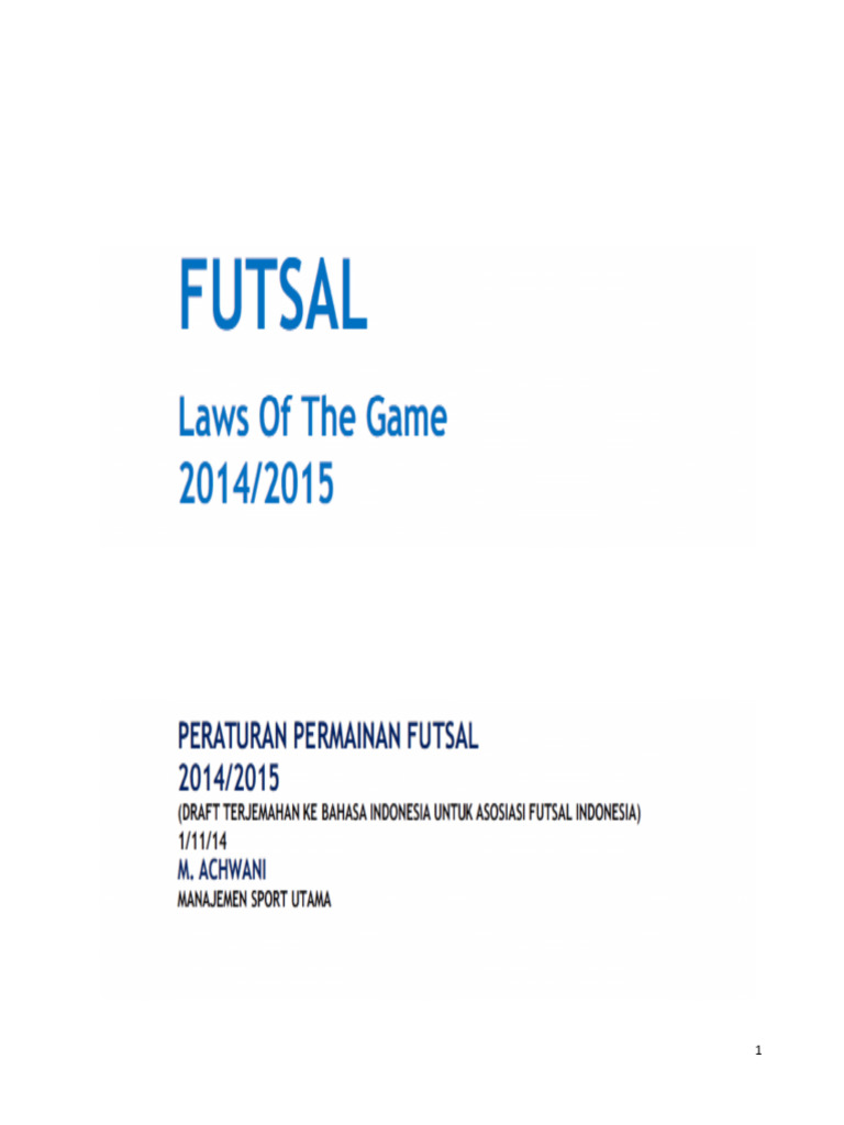 Futsal - Laws of The Game 1 (Indonesia) | PDF
