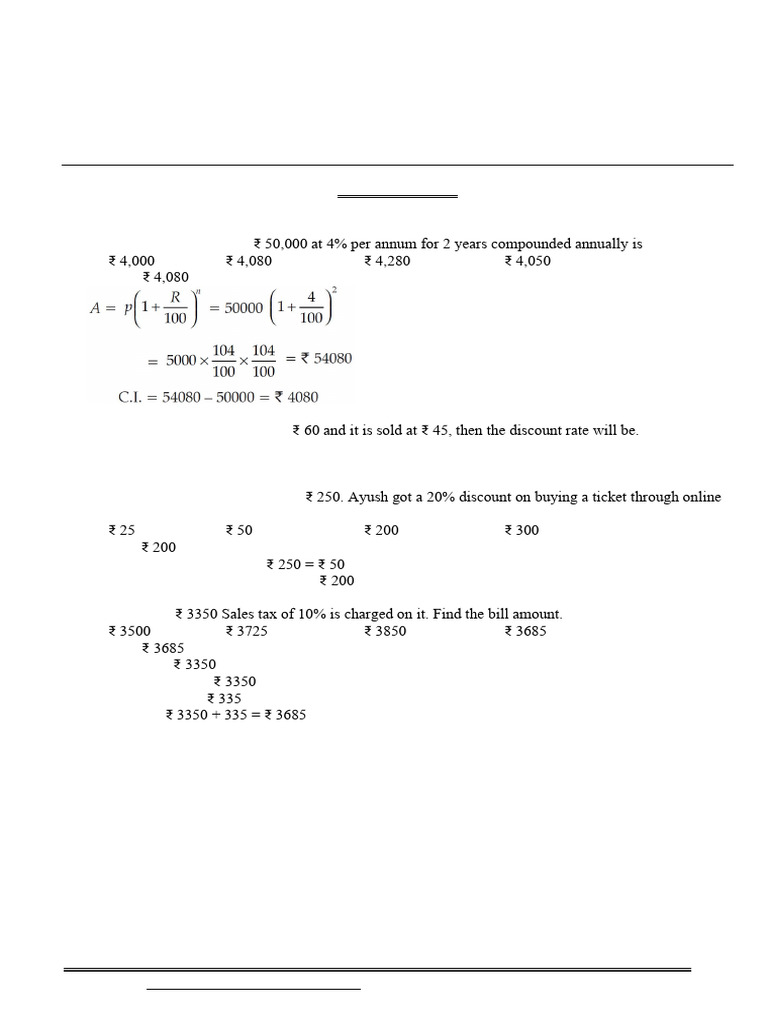 Class 8 Maths: Comparing Quantities Solutions | PDF | Interest | Prices