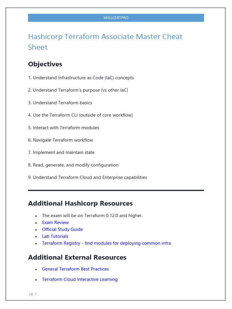 Hashicorp Terraform Associate Master Cheat Sheet3 | PDF | Parameter (Computer Programming ...
