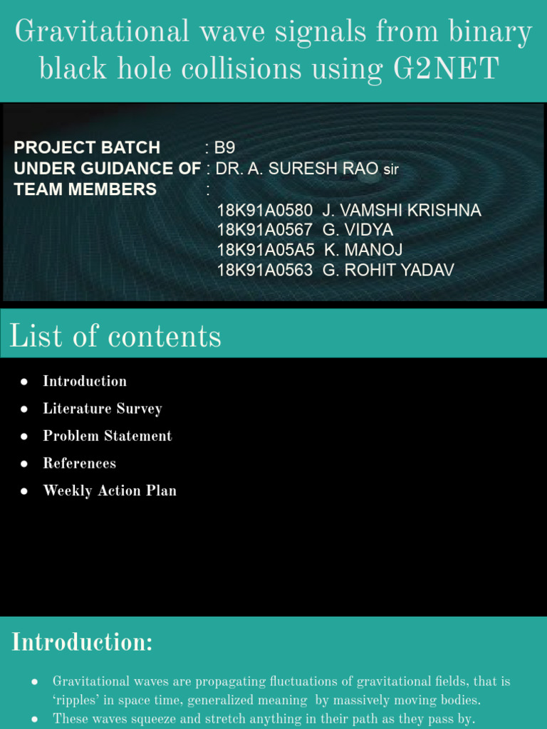 Gravitational Wave Signals From Binary Black Hole Collisions Using G2NET | PDF | Gravitational ...