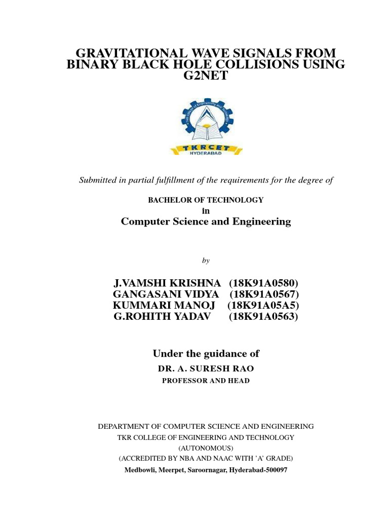 Gravitational Wave Signals From Binary Black Hole Collisions Using G2net Group Final Pdf