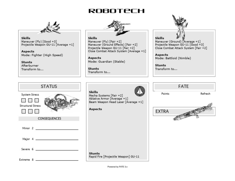 FATE Robotech Sheet | PDF