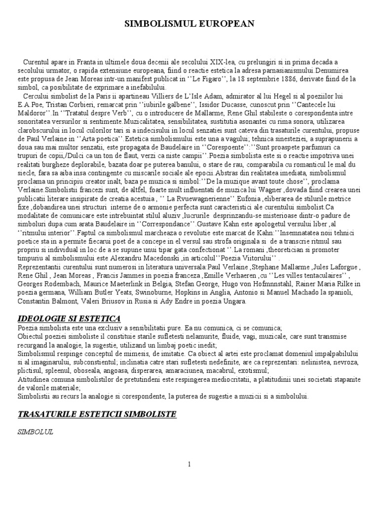 Simbolismul European | PDF