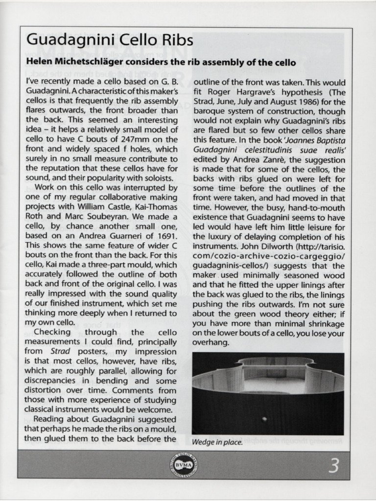 Guadagnini Cello Ribs | PDF