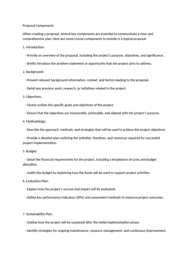 Proposal Components & Research Proposal | PDF | Methodology | Evaluation