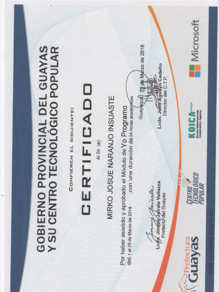 Programacion Certificado | PDF